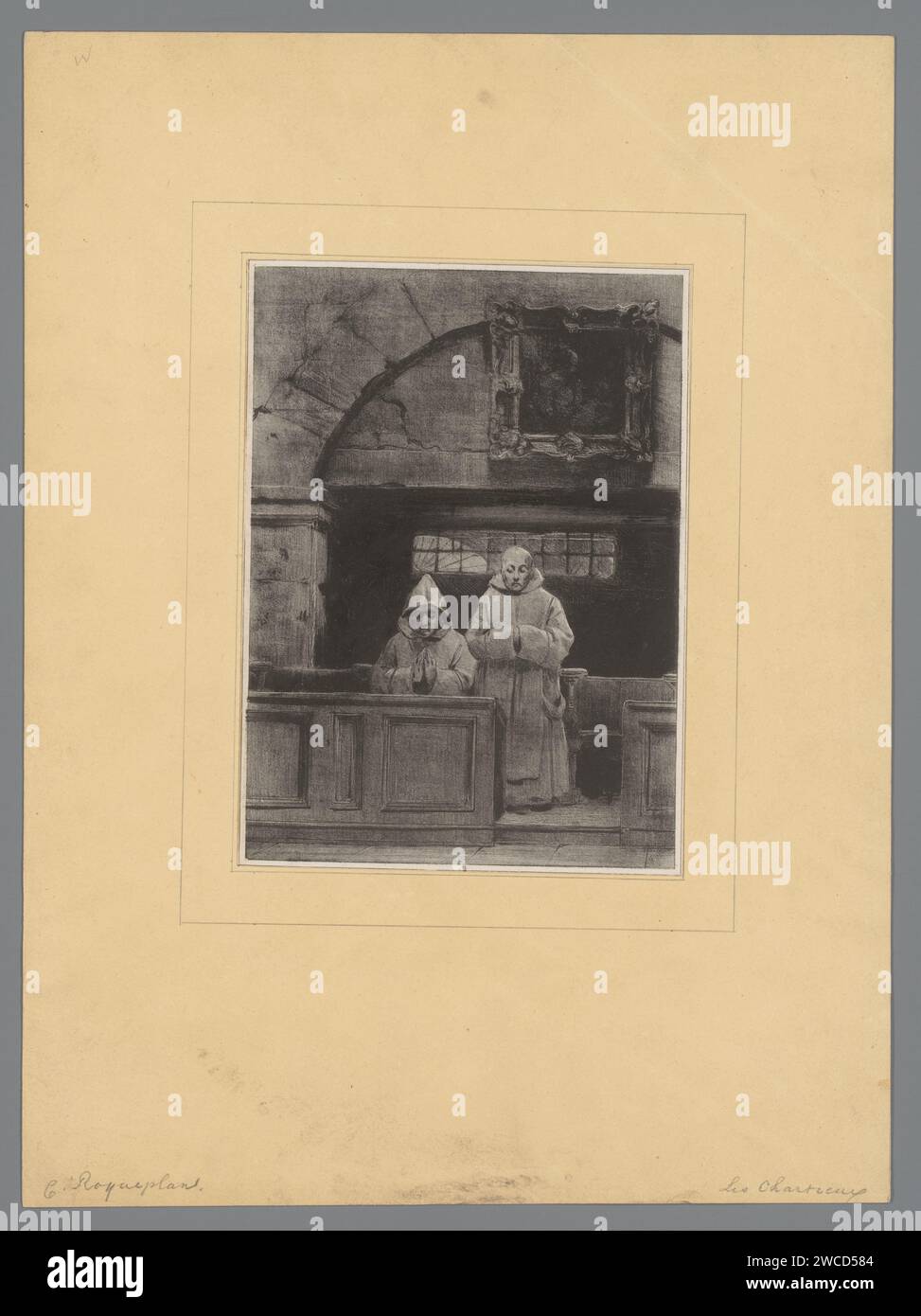 Two Karthuizer Monniken, Camille Joseph Etienne Roqueplan, 1830 print ...