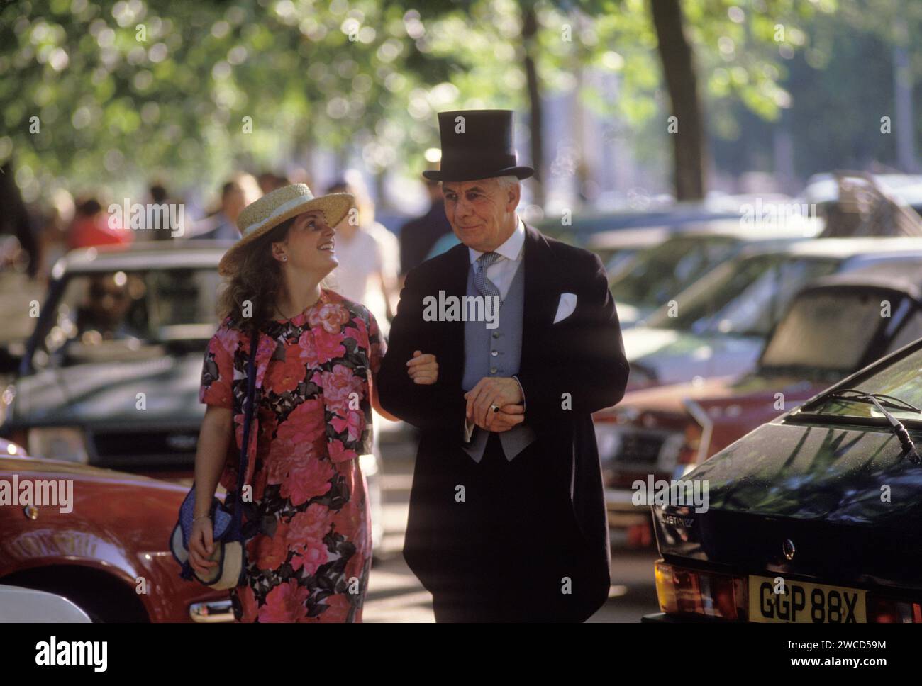 Buckingham Palace garden party. Guests leaving and walking down the ...