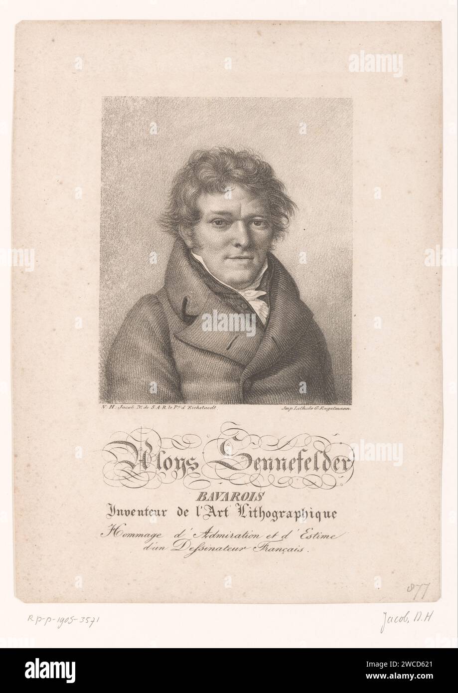 Portret van Alois Senefelder, Nicolas Henri Jacob, c. 1850 print Paris ...