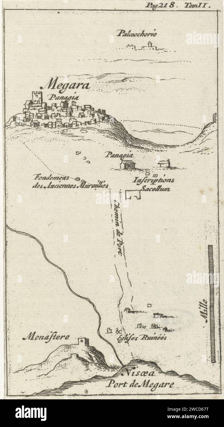 Map of Megara, Jan Luyken, 1679 print Print at the top right marked: p ...