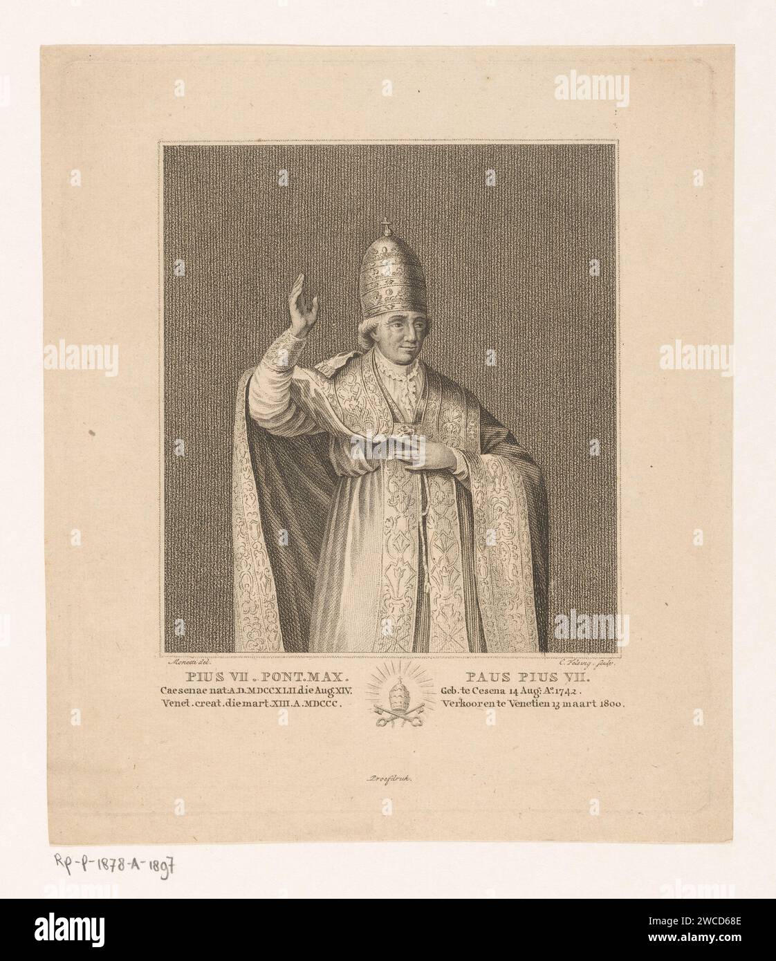 Portret Van Paus Pius VII, Conrad Felsing, After Monetti, 1800 - 1819 ...