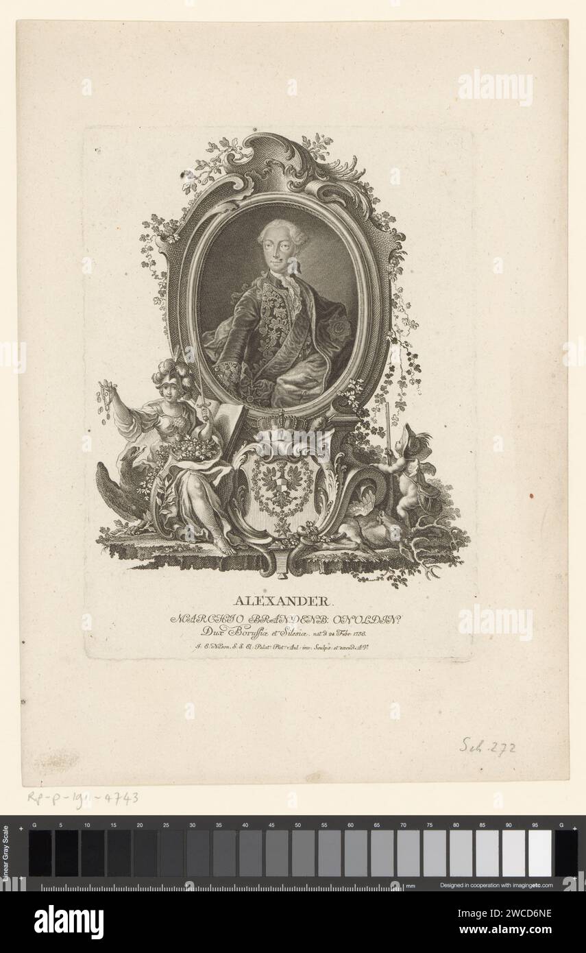 Portrait van Karel Alexander van Brandenburg -Ansbach, Johann Esaias ...