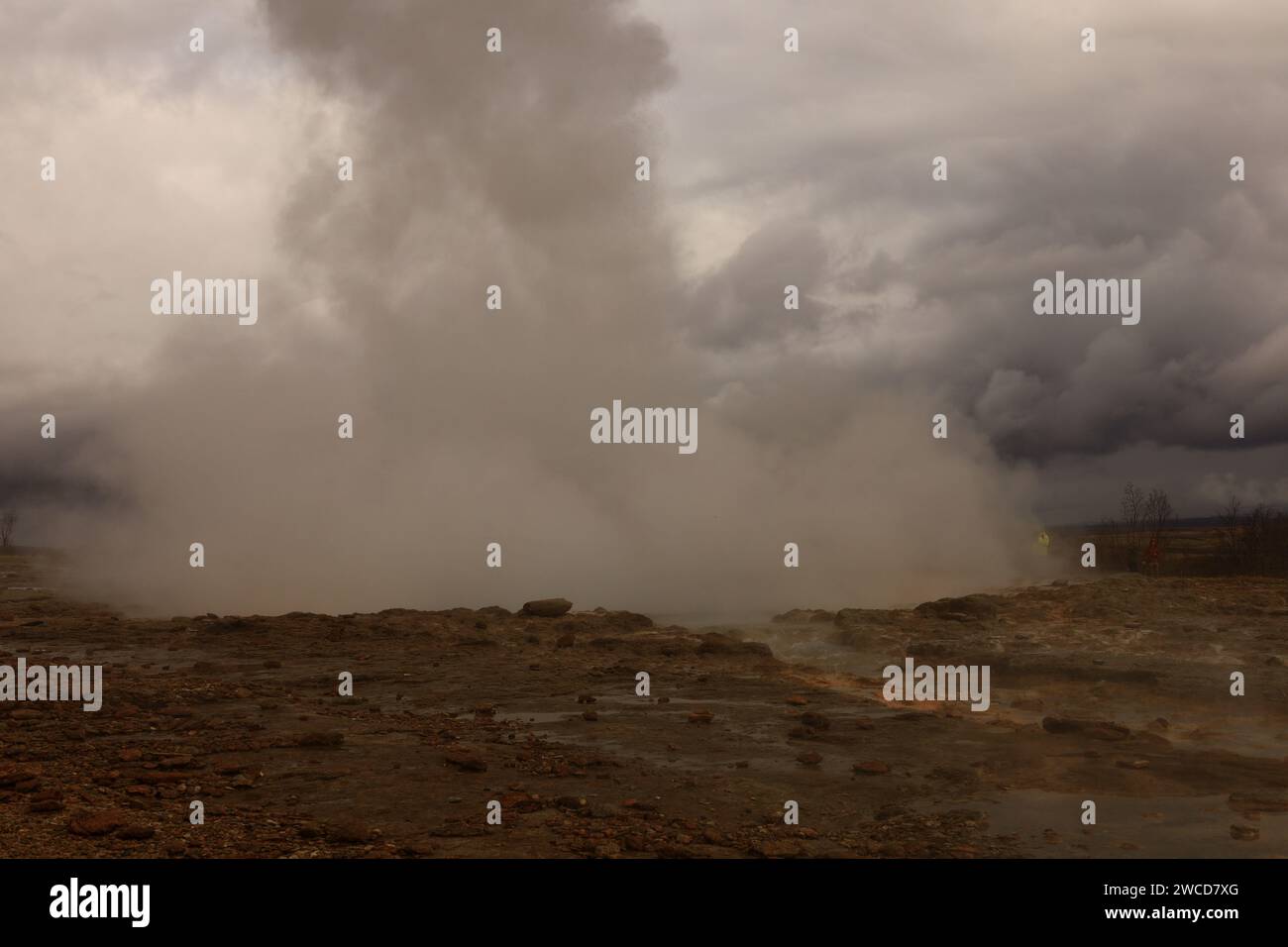 The Geysir geothermal field is a collection of hot springs, a dome and ...