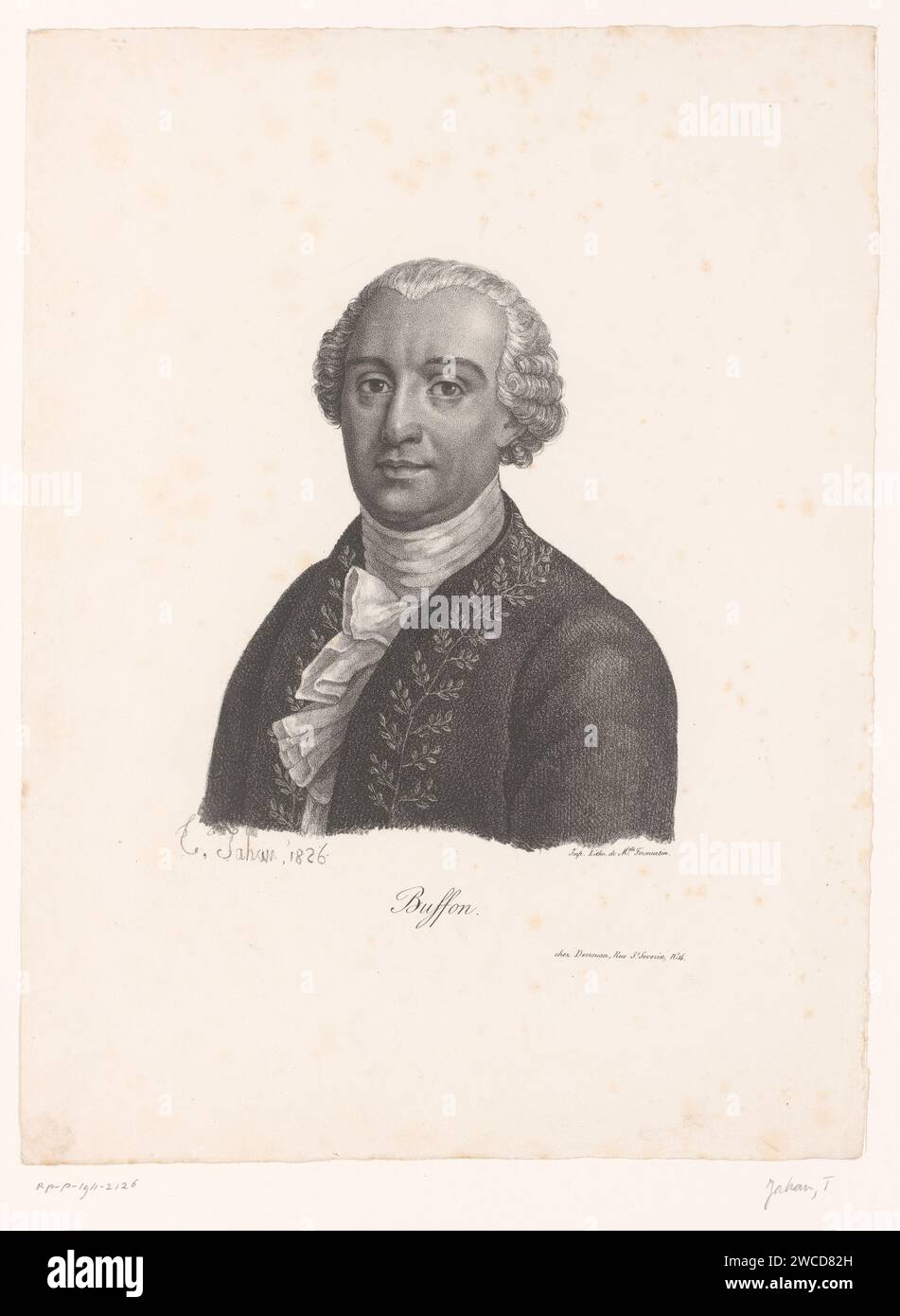 Portret Van Georges-Louis Leclerc de Buffon, T. Jahan, 1826 print Paris ...