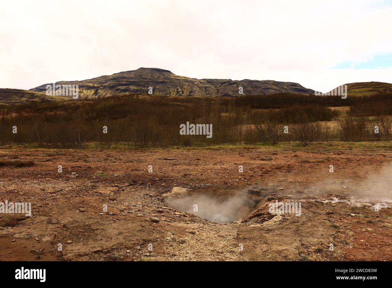 The Geysir geothermal field is a collection of hot springs, a dome and ...
