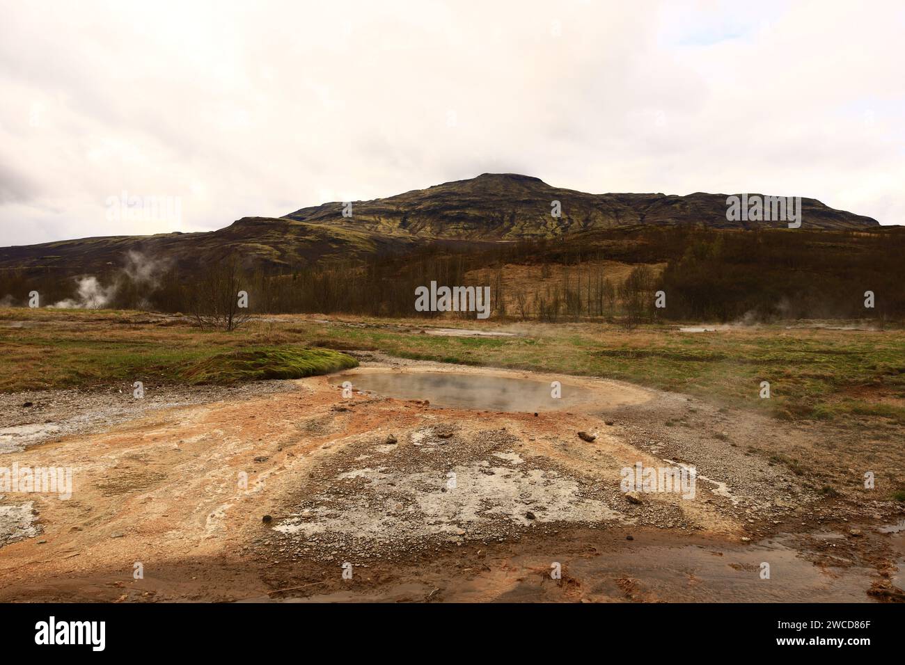 The Geysir geothermal field is a collection of hot springs, a dome and ...