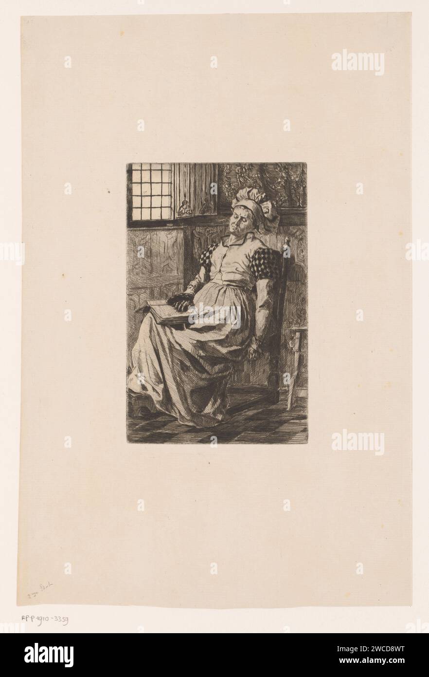 Sleeping woman on a chair with a book on lap, Willem Geets (attributed ...