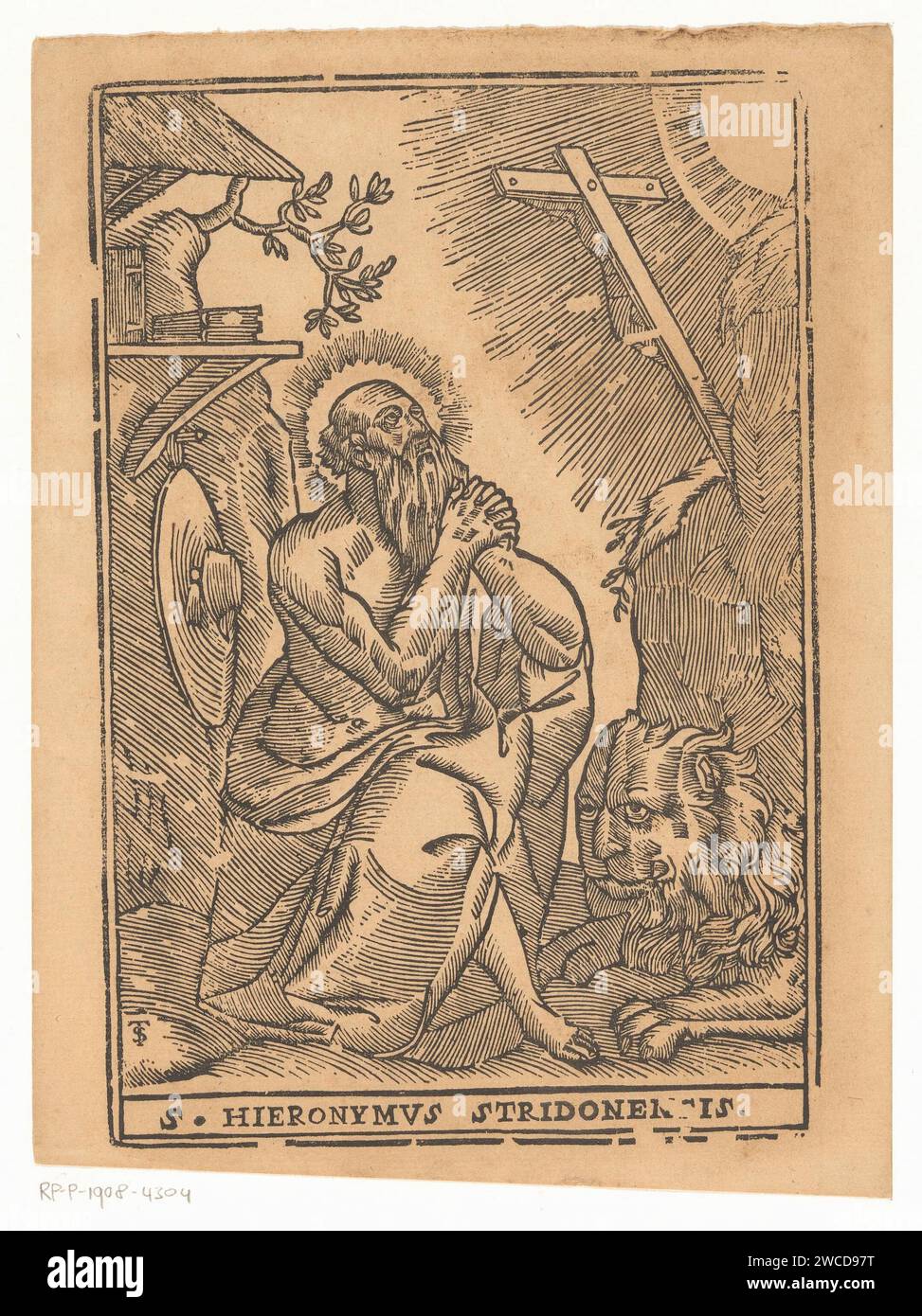 Saint Hieronymus, Anonymous, 1500 - 1599 print Saint Hieronymus praying ...