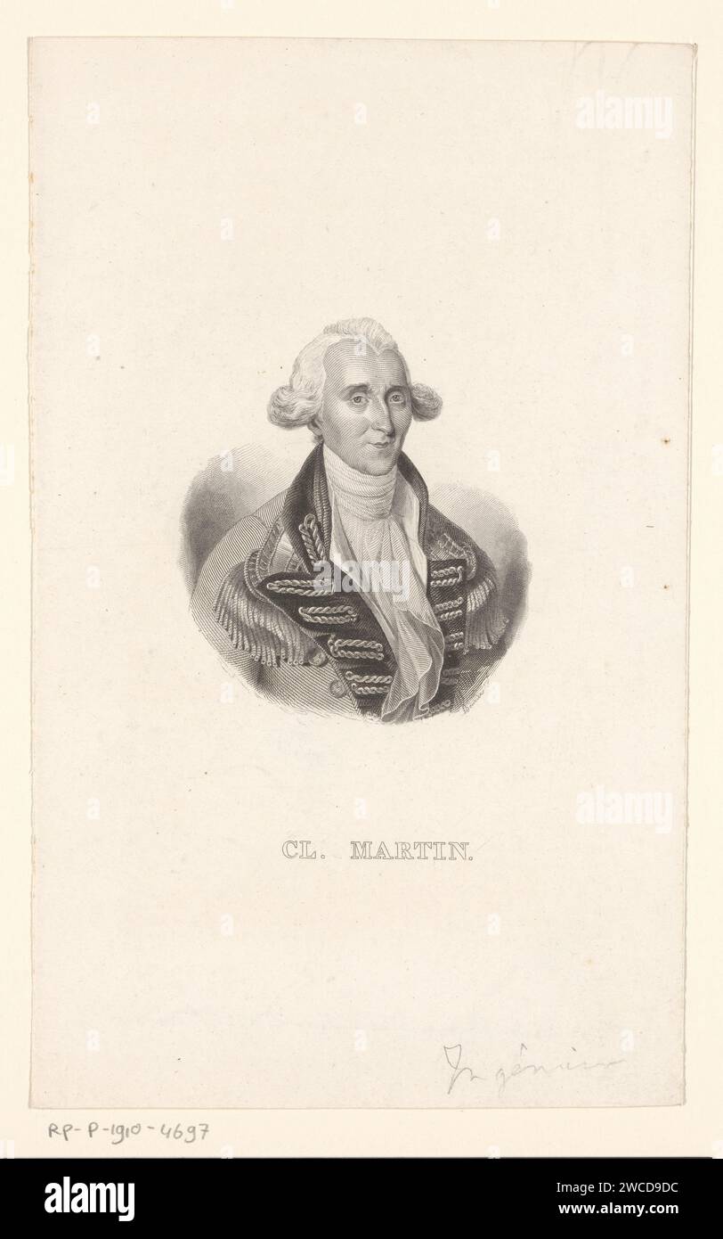 Portrait of Claude Martin, Abraham Bouvier, 1811 - 1872 print paper ...