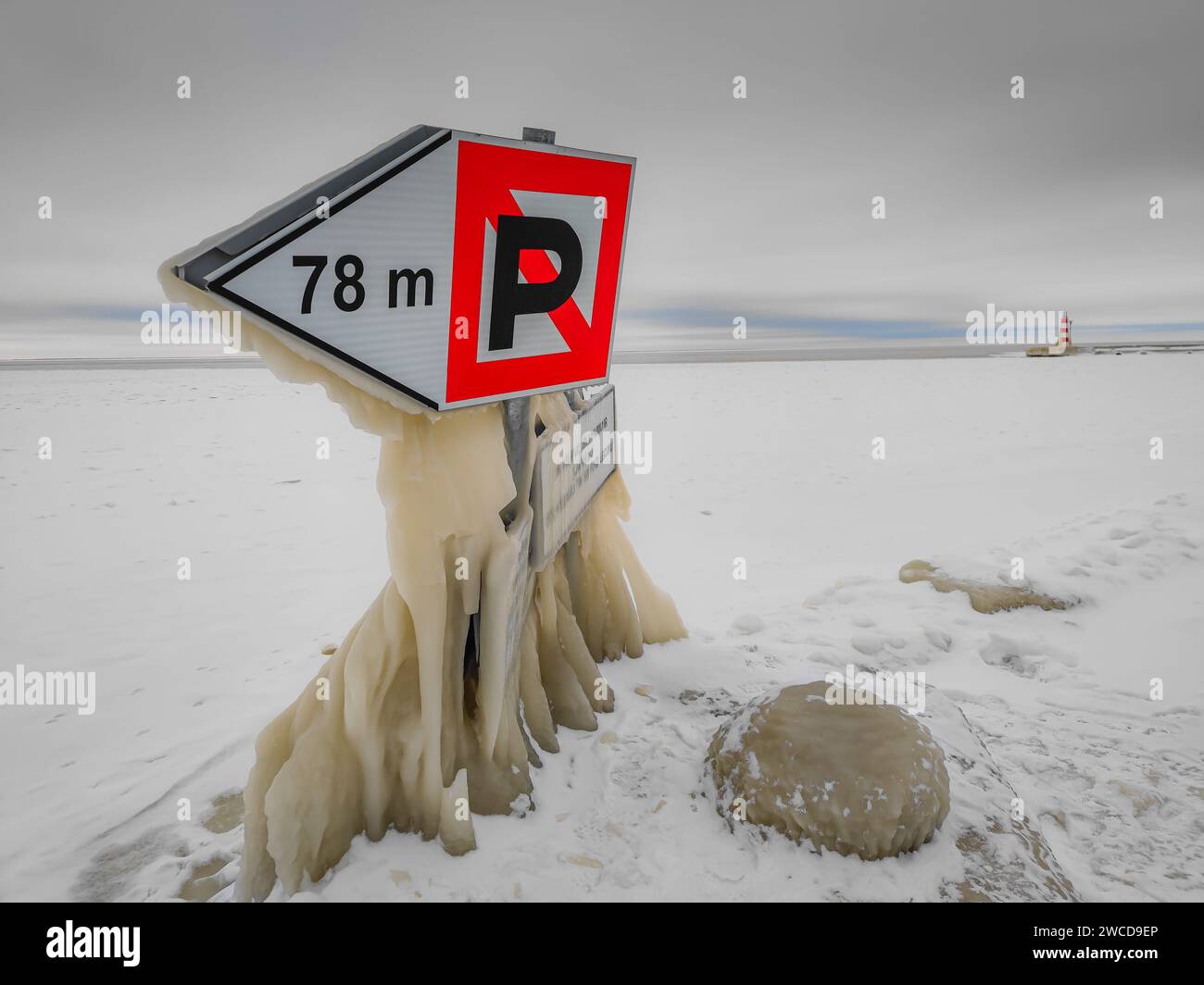 Spectacular ice formations on a cold and windy day. Natural phenomenon ...