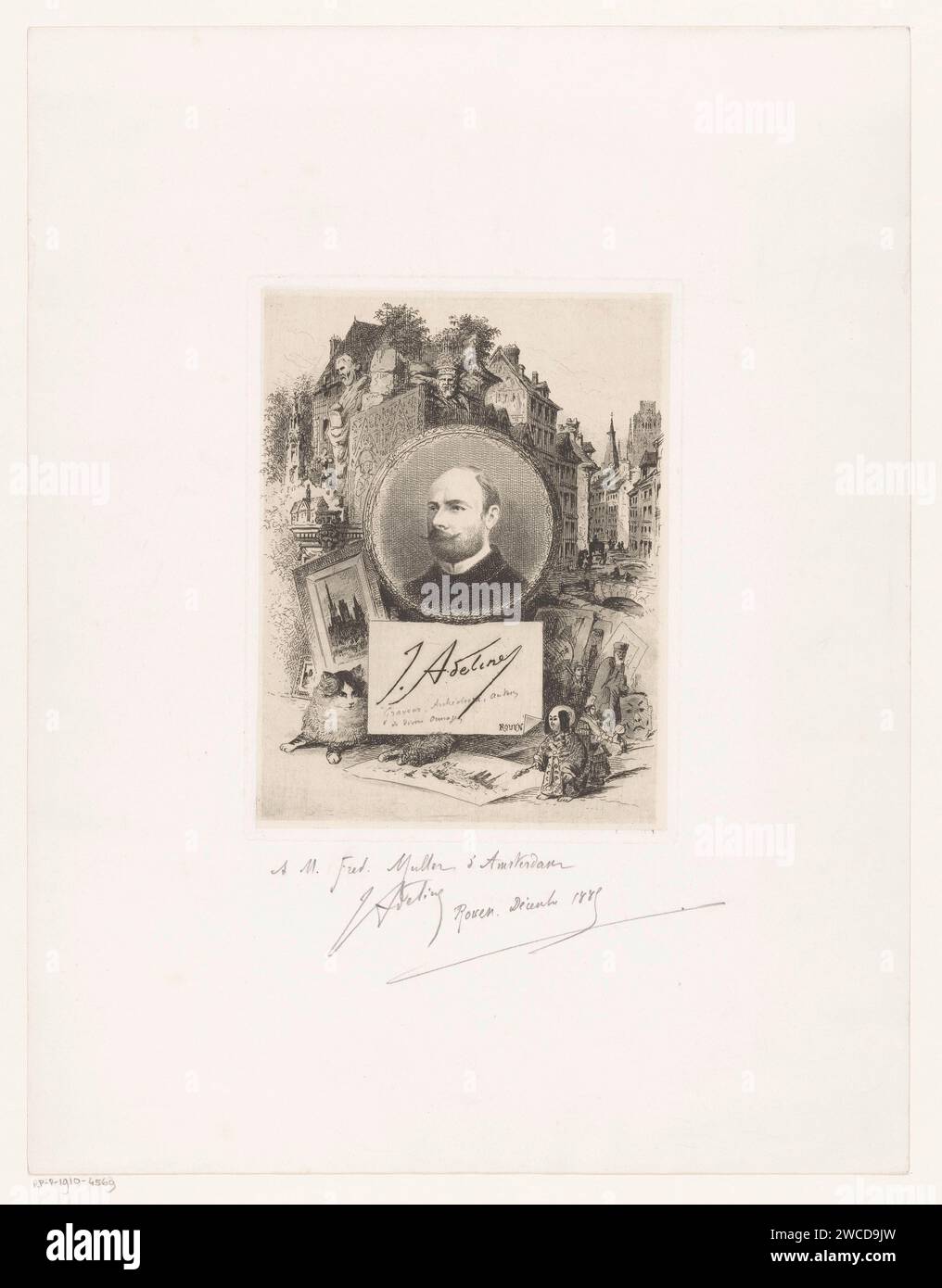 Self -portrait of Jules Adeline, Louis Jules Adeline, 1889 print France ...