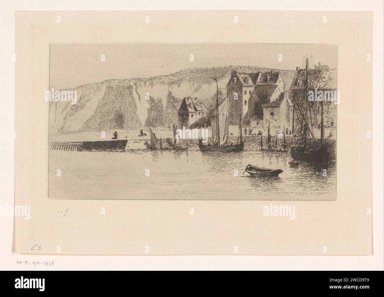 Harbor face in Dieppe, Carel Nicolaas Storm van 's-Gravesande, c. 1873 print paper etching ...