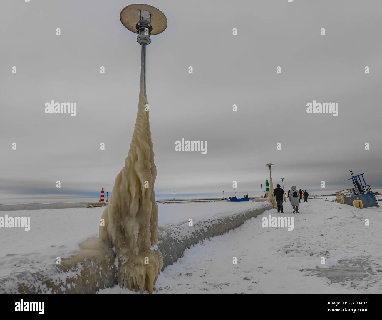 Spectacular ice formations on a cold and windy day. Natural phenomenon ...