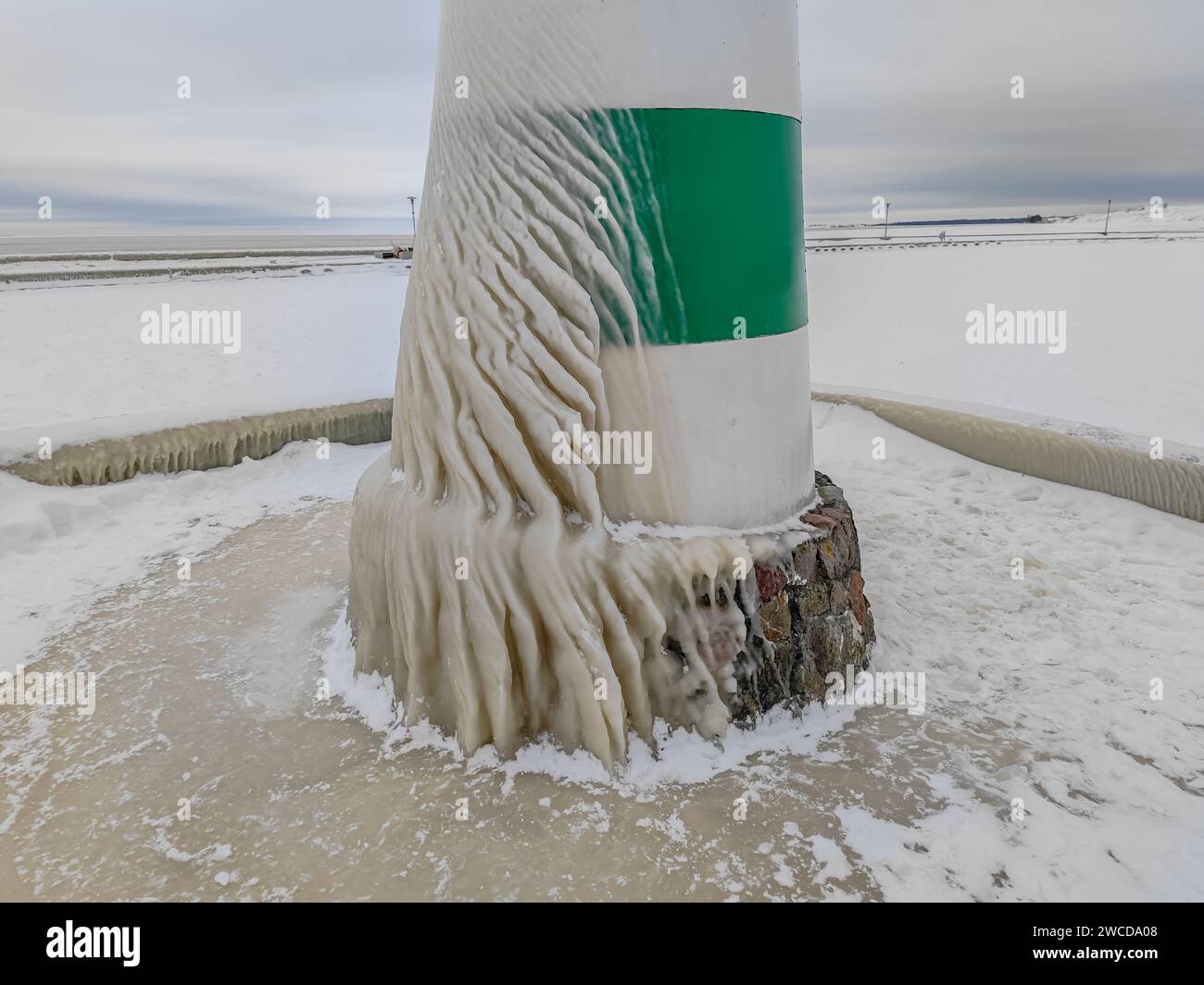 Spectacular ice formations on a cold and windy day. Natural phenomenon ...