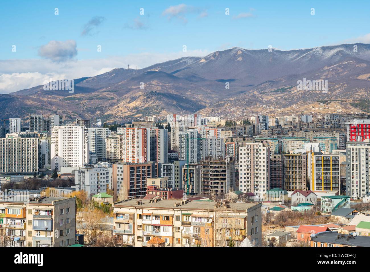 Residential area of Tbilisi, multi-storey buildings in Gldani Stock ...