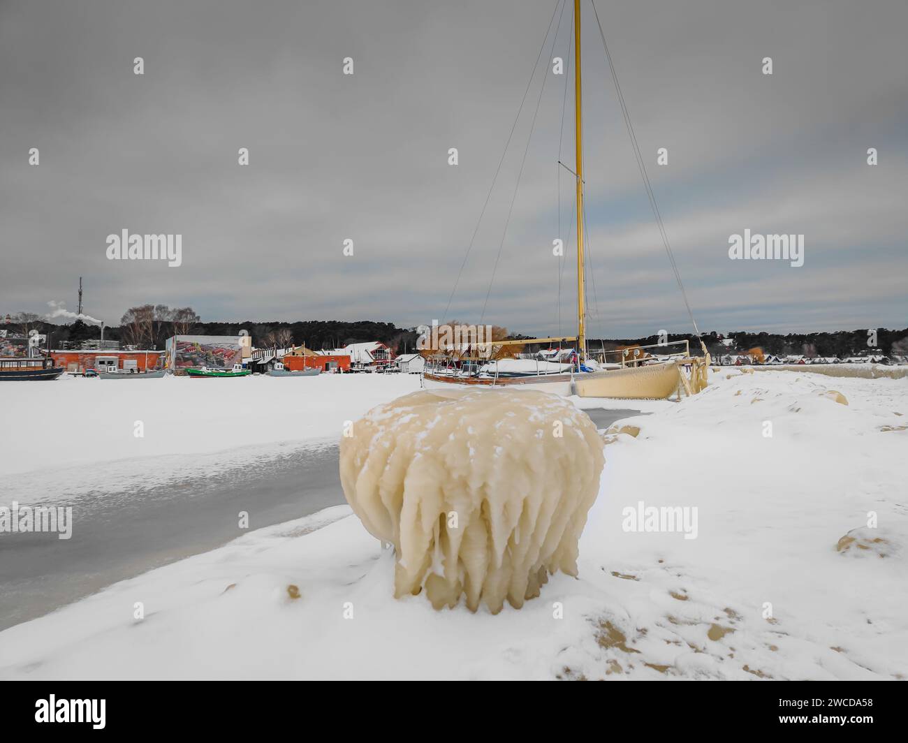 Spectacular ice formations on a cold and windy day. Natural phenomenon ...