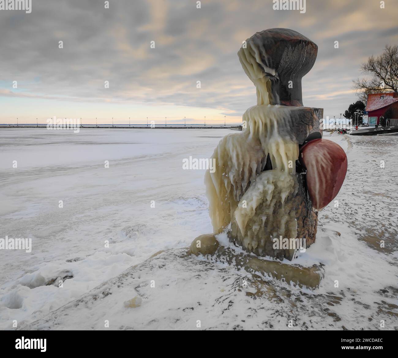 Spectacular ice formations on a cold and windy day. Natural phenomenon ...