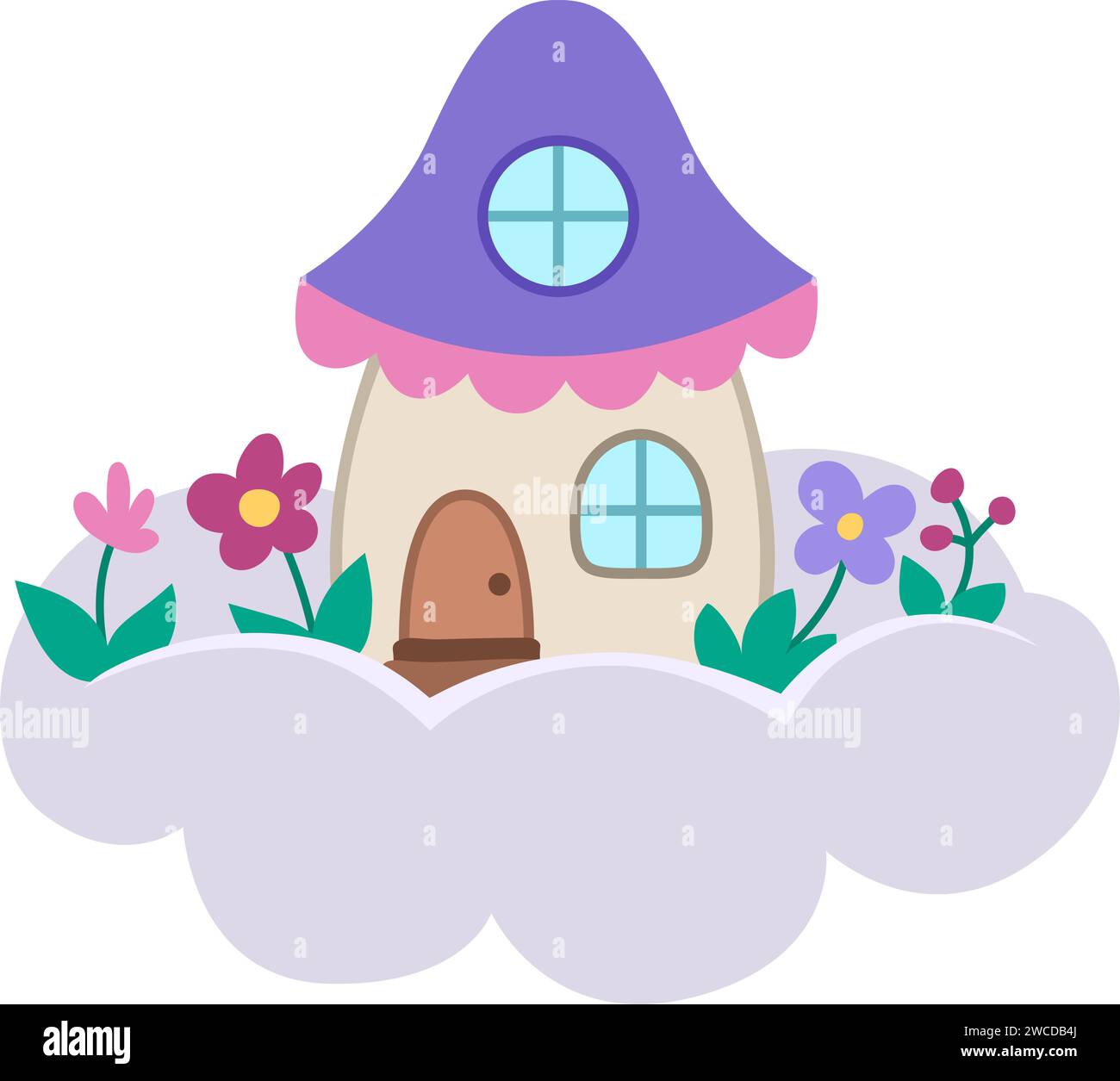 Vector fairy or unicorn house on cloud. Fantasy world home icon with ...