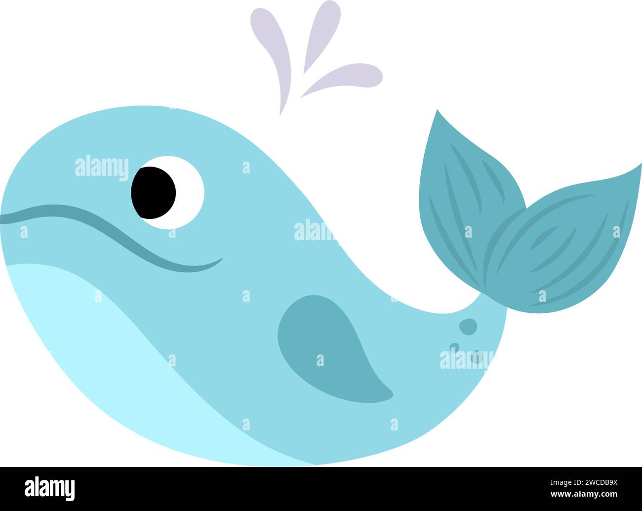 Vector whale illustration for children. Cute water animal character for ...