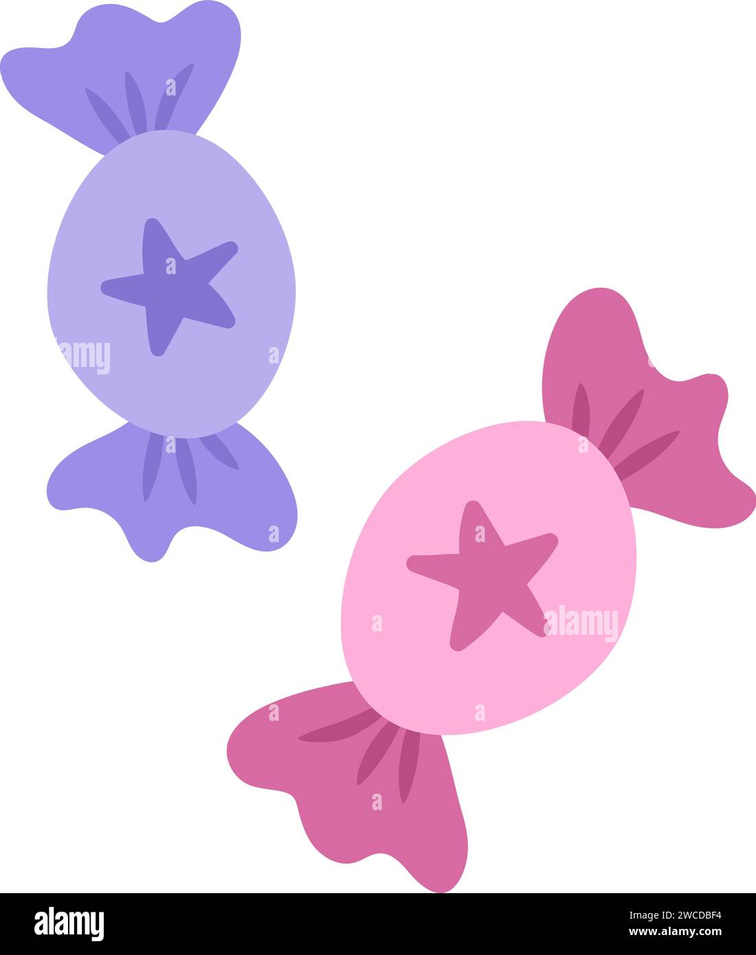 Vector pink and purple candies with stars. Fairytale themed birthday ...