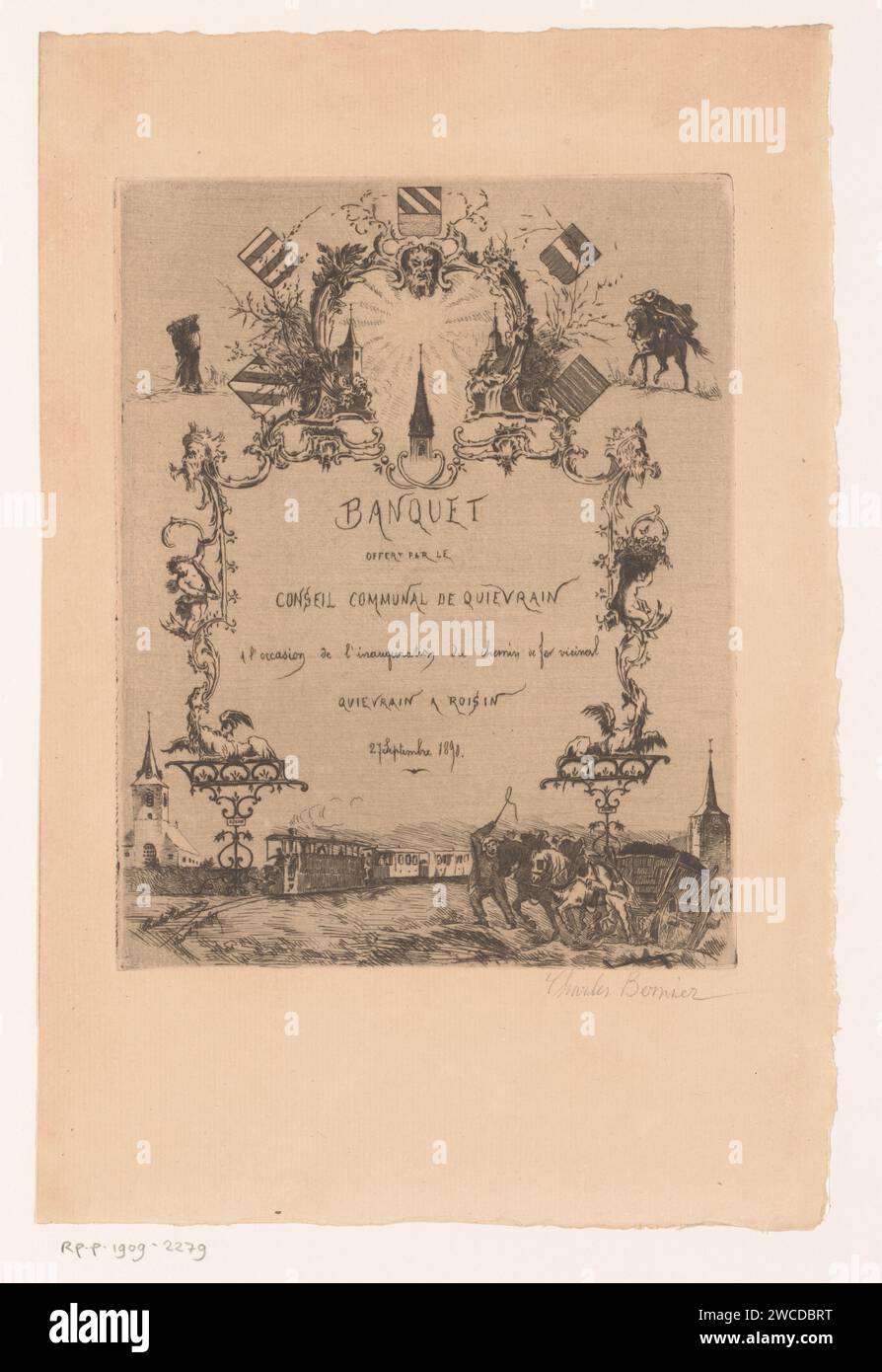 Program at the inauguration of the railway between Quierrain and Roisin ...