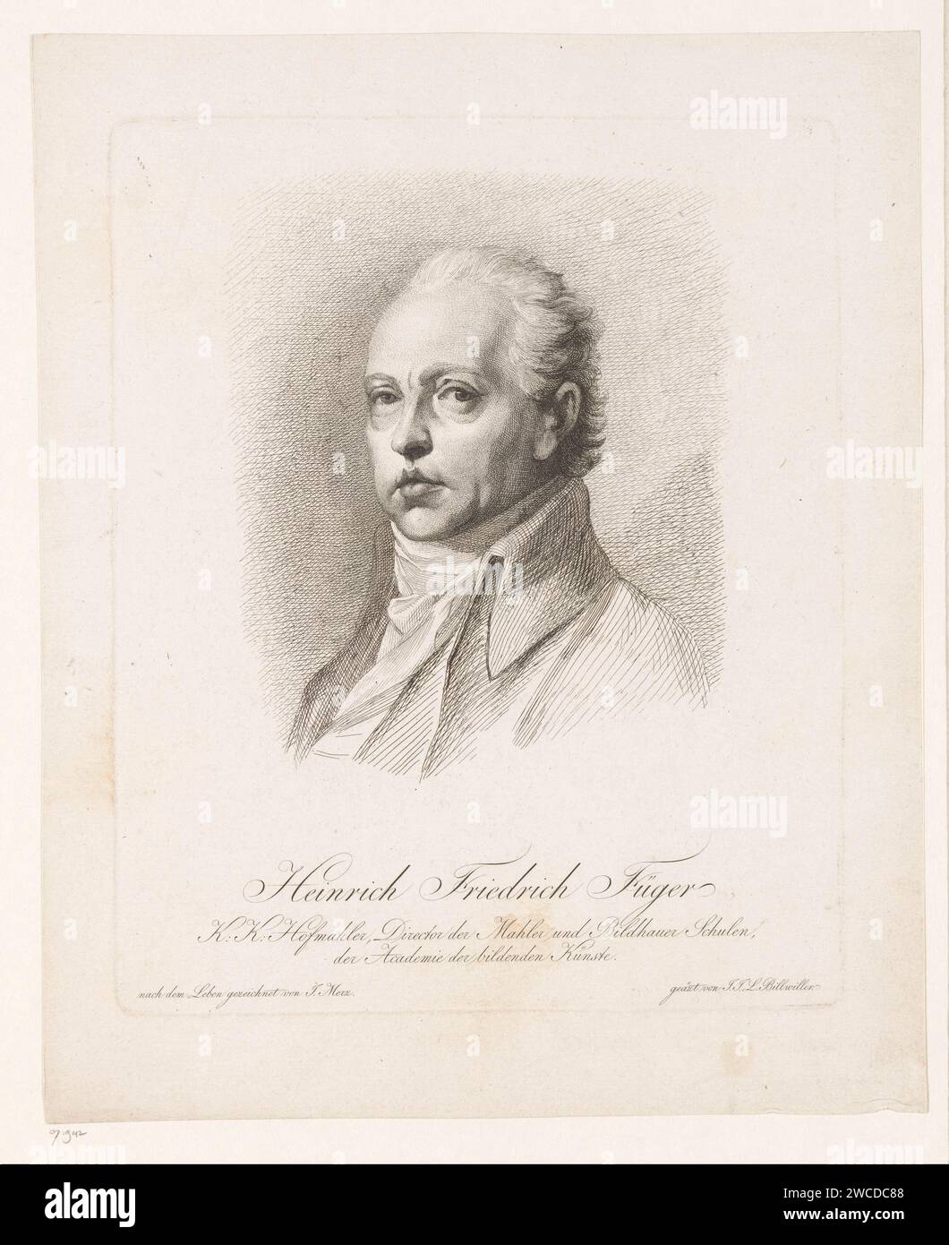 PortraT van Friedrich Heinrich Füger, Johann Jakob Laurenz Billwiller, After Jacob Merz, c. 1805 ...