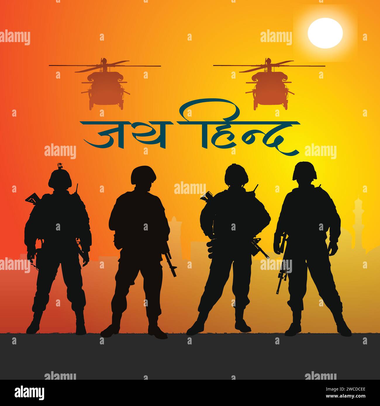 Indian soldiers with indian flag Stock Vector Images - Alamy