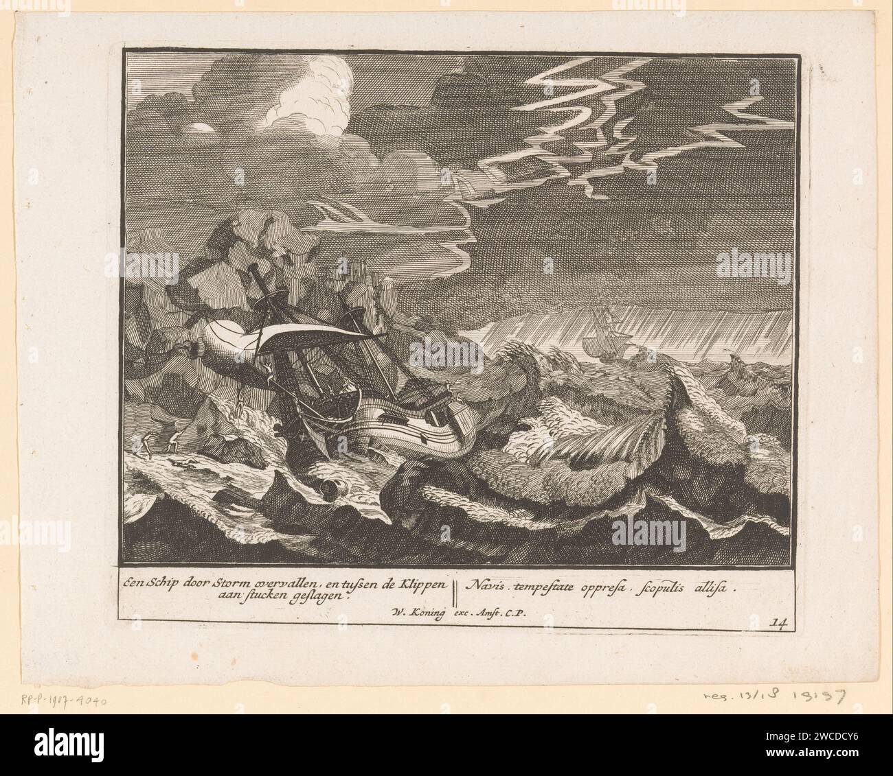 Ship hits during a storm on the rocks, Pieter van den Berge, Wilhelmus ...