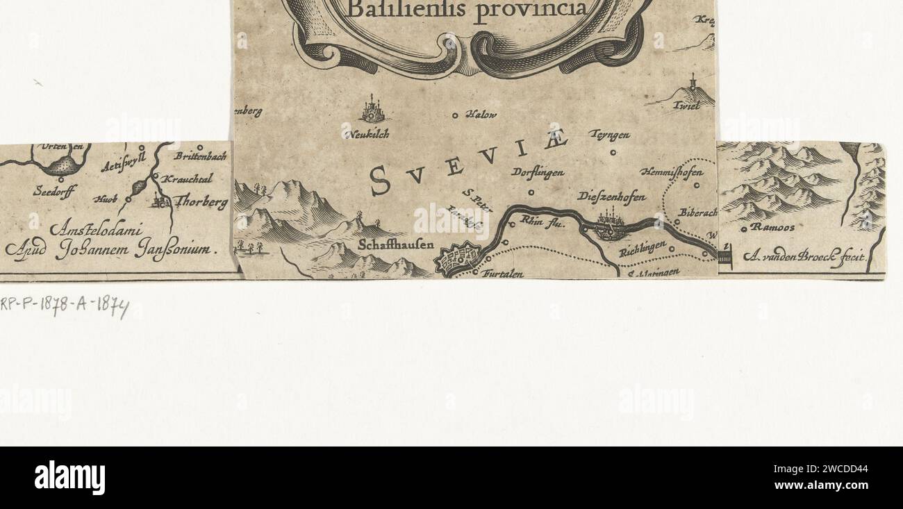 Two fragments of a map of the Cantons Zurich and Basel, Abraham van den ...