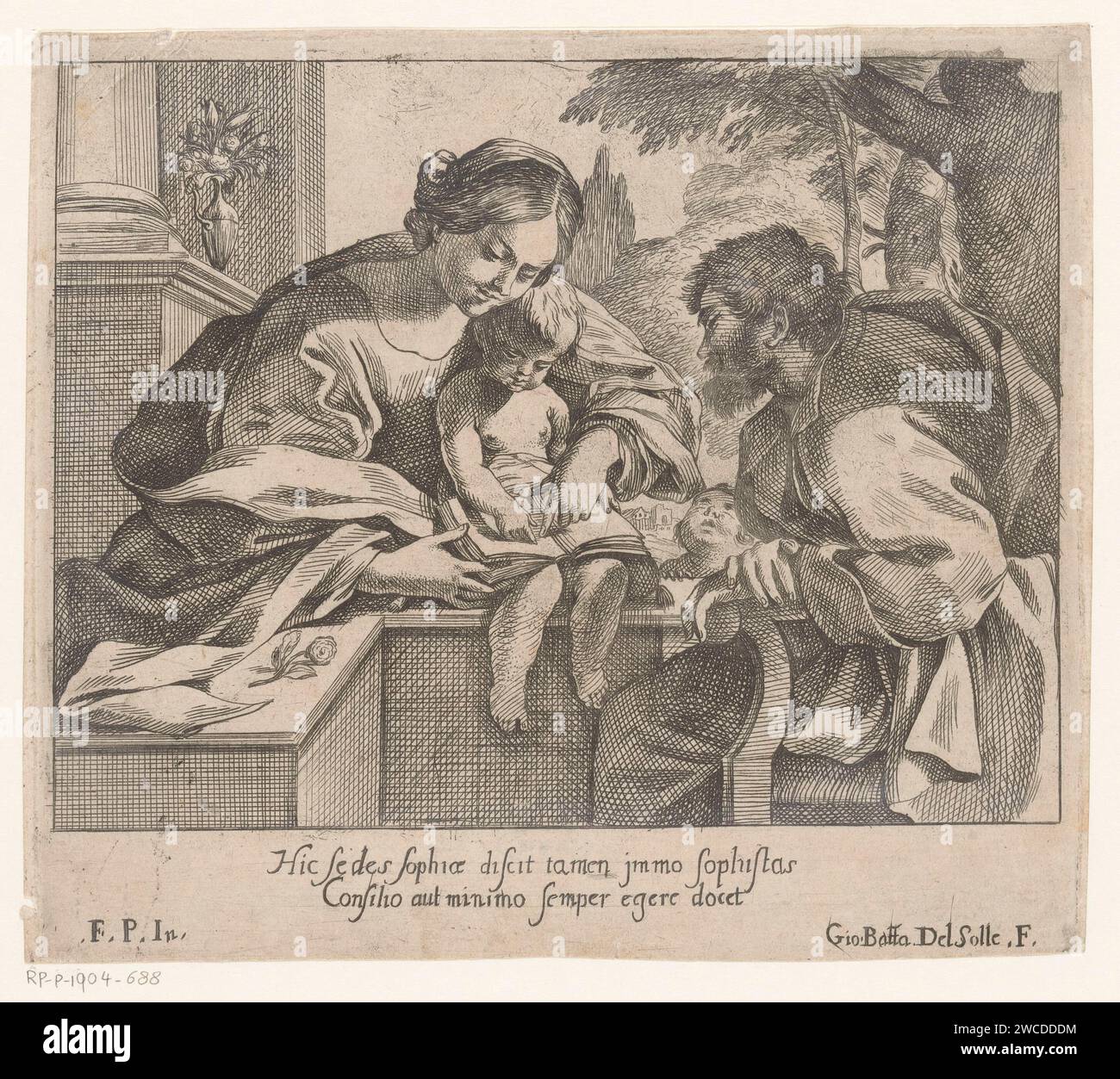 Maria teaches the Christ child reading, Giovanni Battista del Sole ...