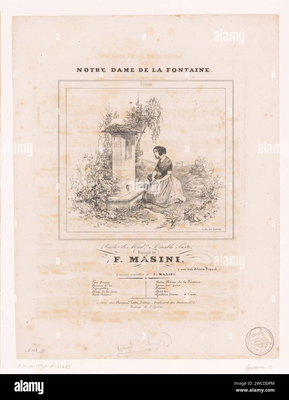 Titelprent Voor: Notre-Dame de la Fontaine Van Masini, Paul Gavarni, c ...
