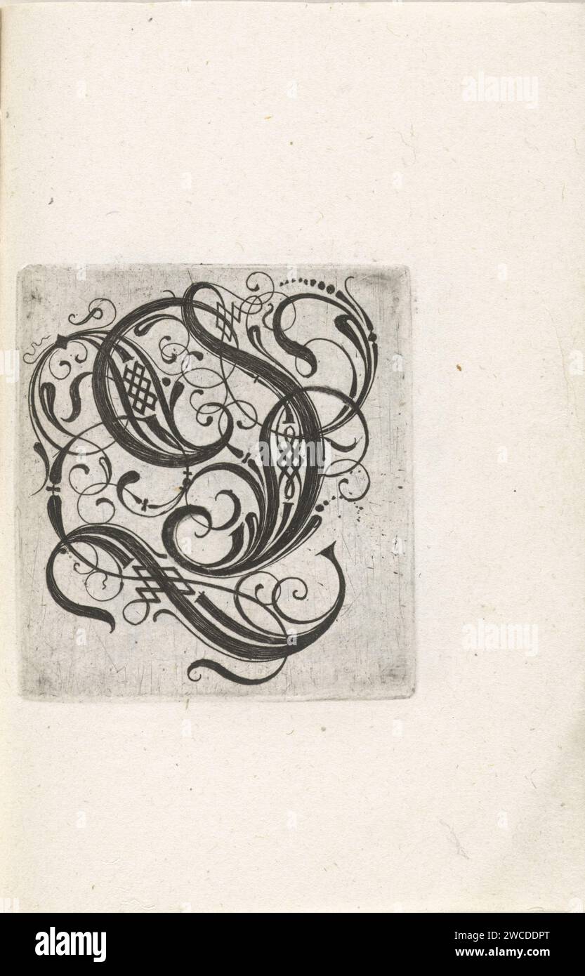Letter Q, anonymous, c. 1600 - c. 1699 print From series of 24 Gothic letters with braid work: A ...