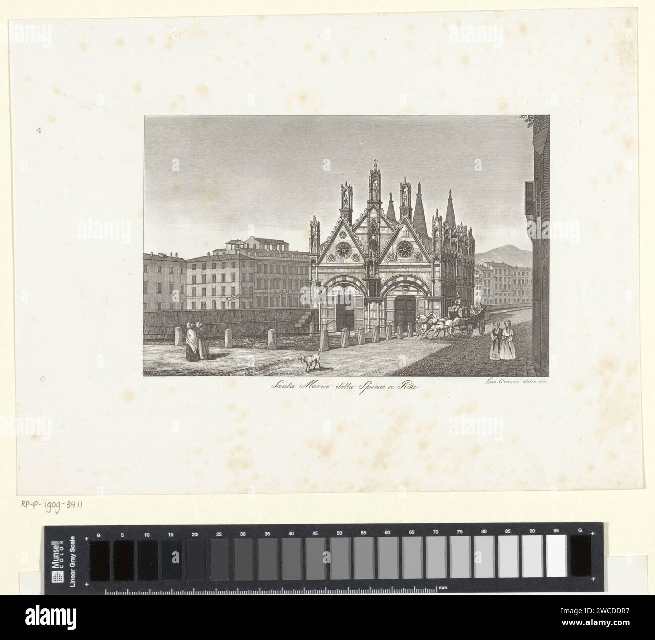 Santa Maria della Spina in Pisa, Ranieri Grassi, 1854 print View of the ...