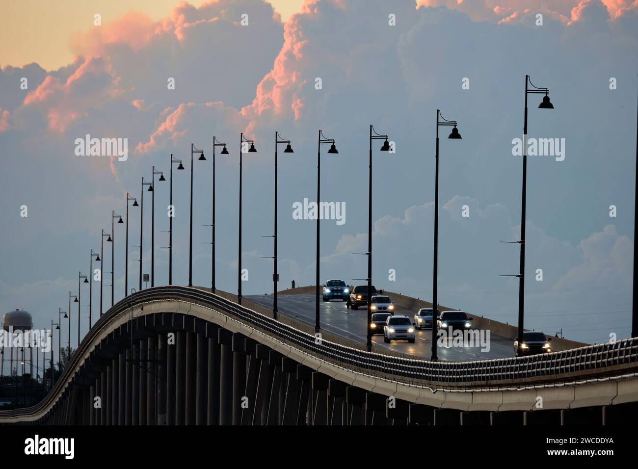 Barron Collier Bridge and Gilchrist Bridge in Florida with moving ...