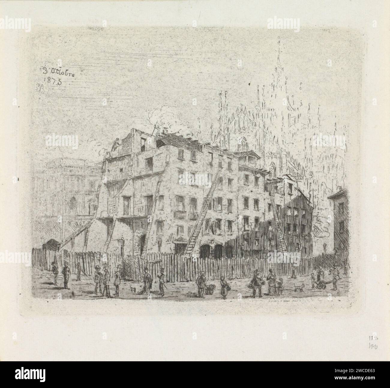 Buildings in Milan, Luca Beltrami, 1875 print Buildings in the historic ...