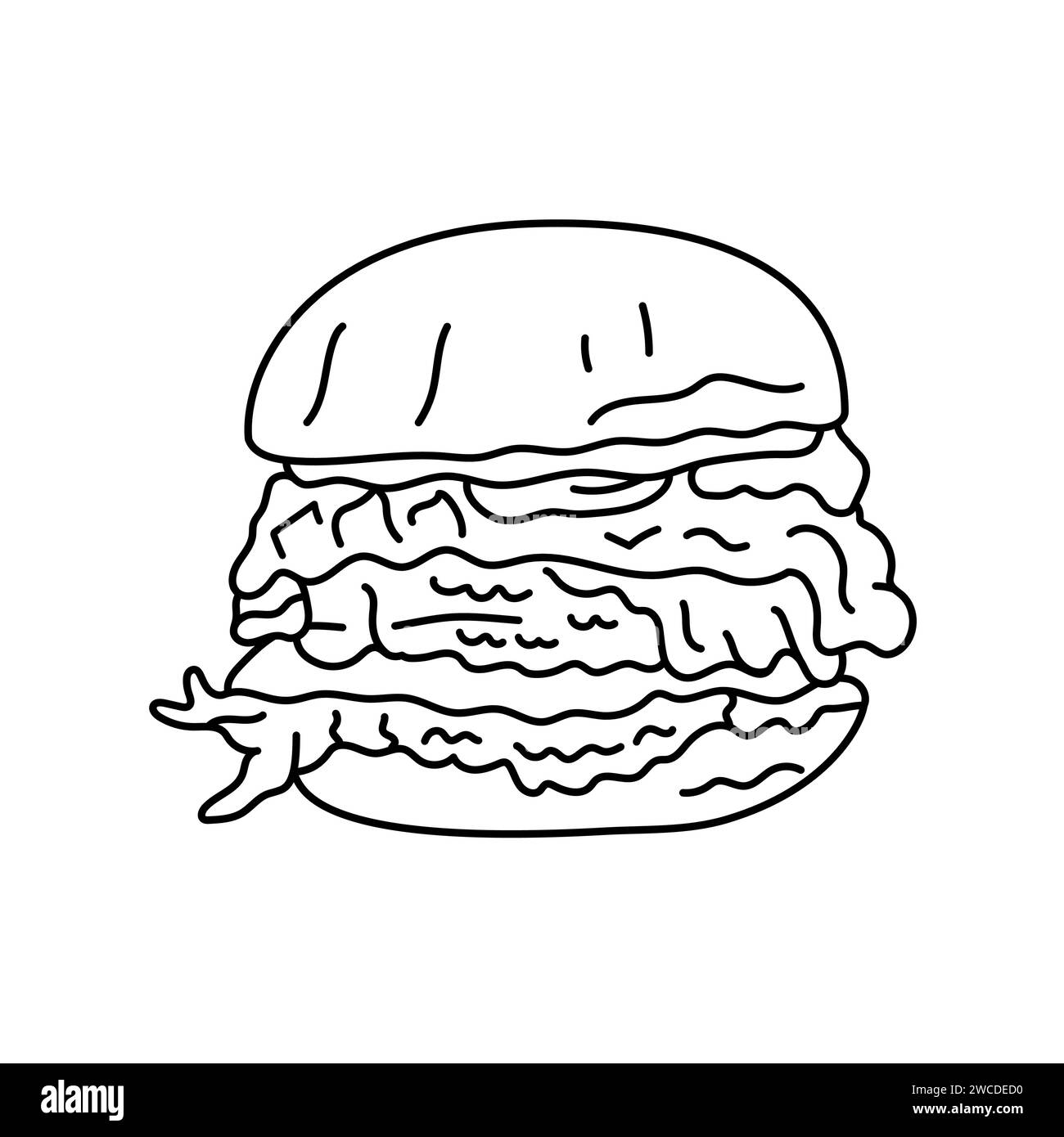 Hamburger color element. Cartoon street food. Isolated vector ...