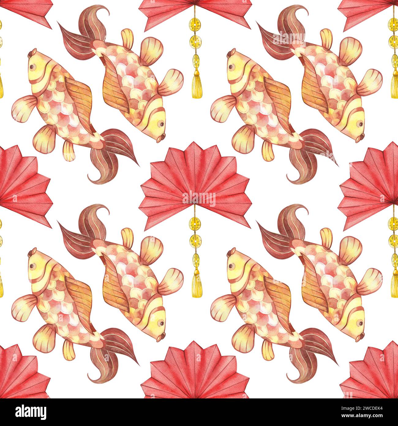 Seamless pattern on the theme of Chinese New Year 2024. Paper lanterns ...