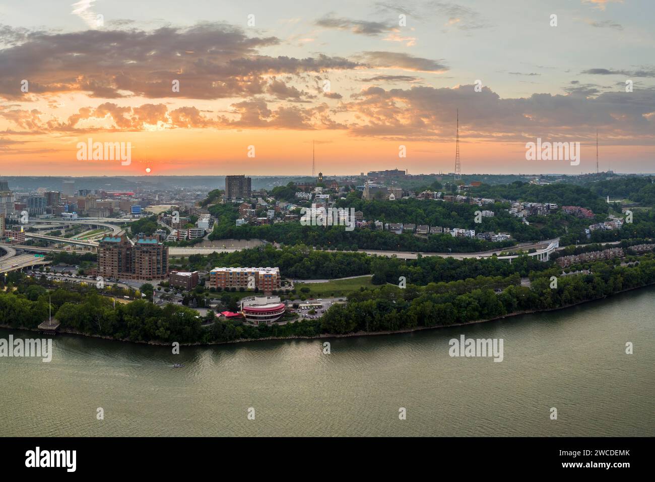 Cincinnati, Ohio residential neighborhood townscape. Mount Adams is ...
