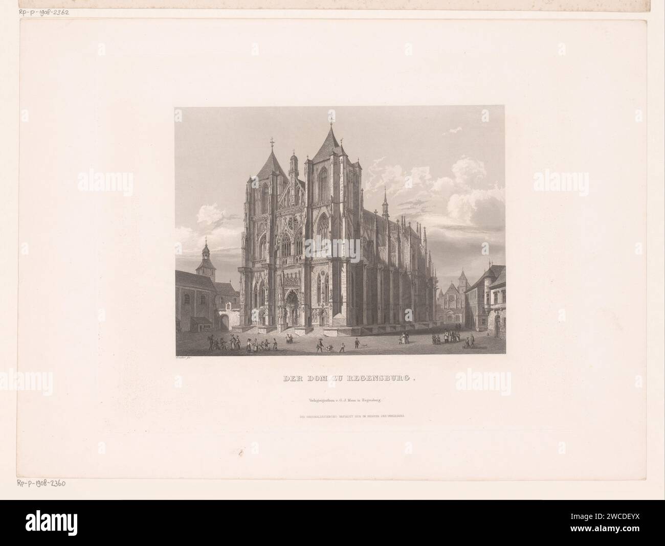 View of the Façade of the Dom in Regensburg, Bernhard Grueber, 1816 ...