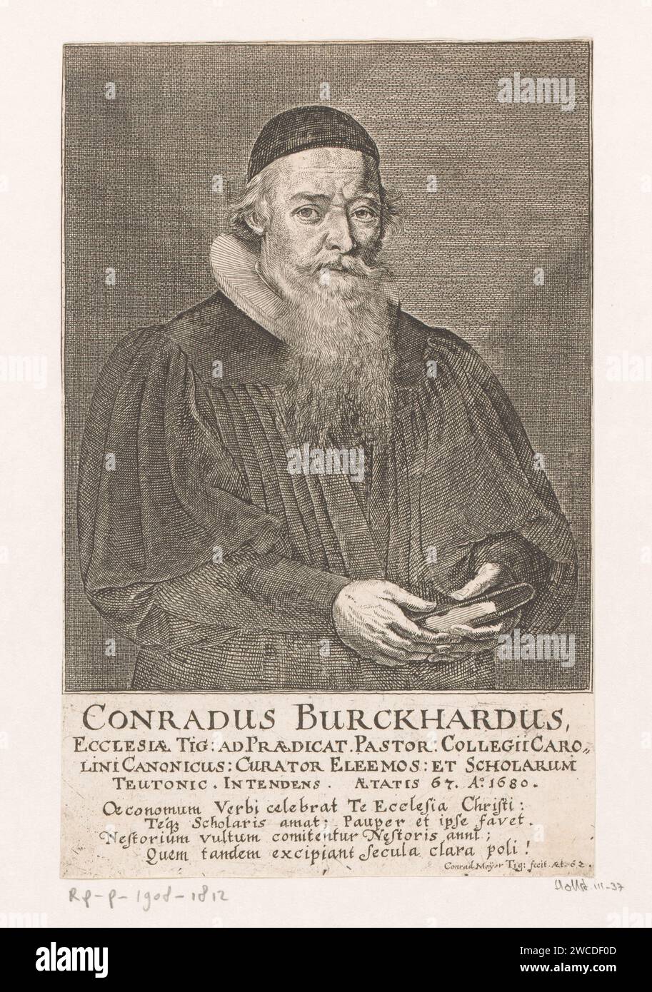 Portrait of Hans Conrad Burkhard at 67-year-old age, Conrad Meyer, 1680 ...