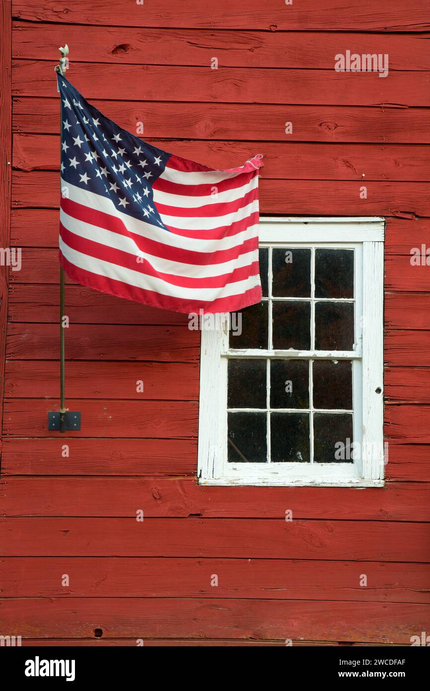 Window with American flag, Bammert Blacksmith Shop, Keweenaw Heritage ...