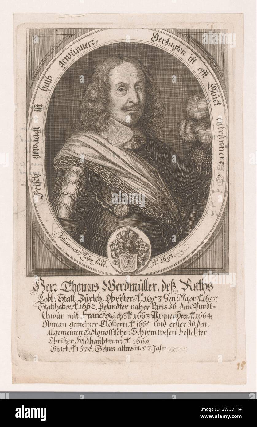 Portrait of Thomas Werdmüller, Johannes Meyer (II), 1693 print paper ...
