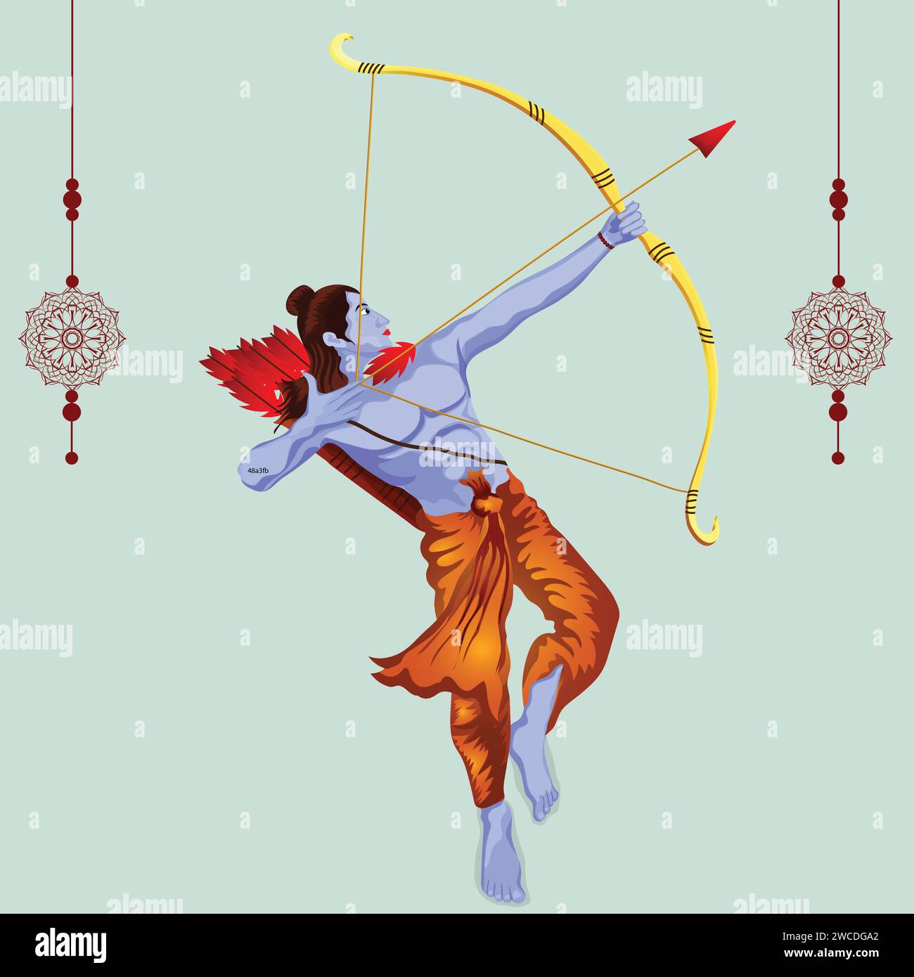 Shree Ram Navami Celebration Lord Rama With Bow And Arrow Stock Vector