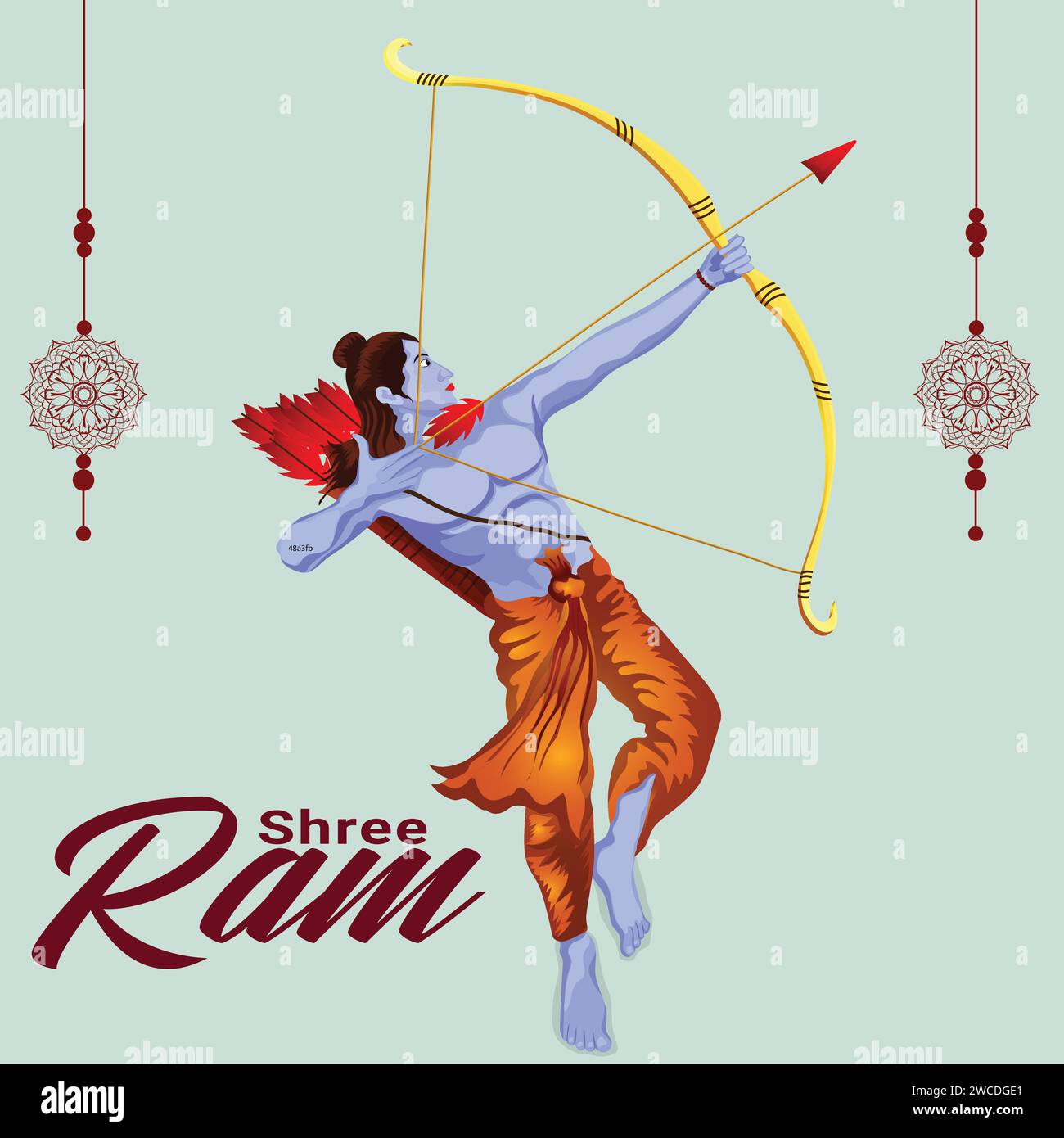 Shree Ram Navami Celebration Lord Rama With Bow And Arrow Stock Vector