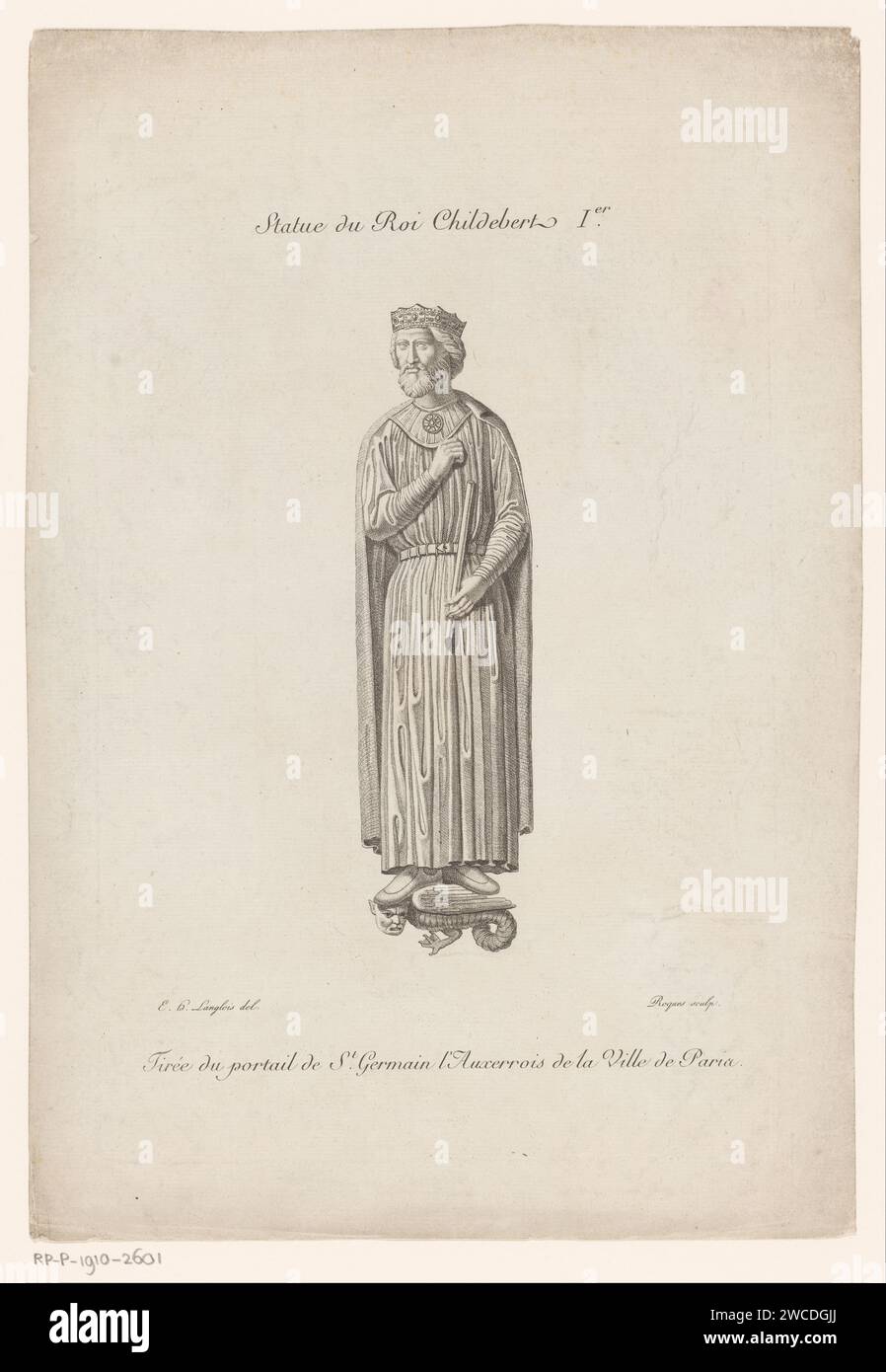 Statue of King Childebert I, Roques, After Eustache Hyacinthe Langlois ...