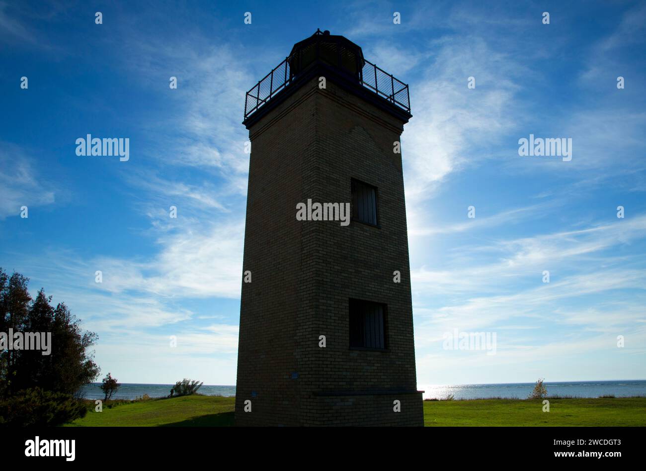 Peninsula Point Lighthouse silhouette, Hiawatha National Forest, Michigan Stock Photo - Alamy