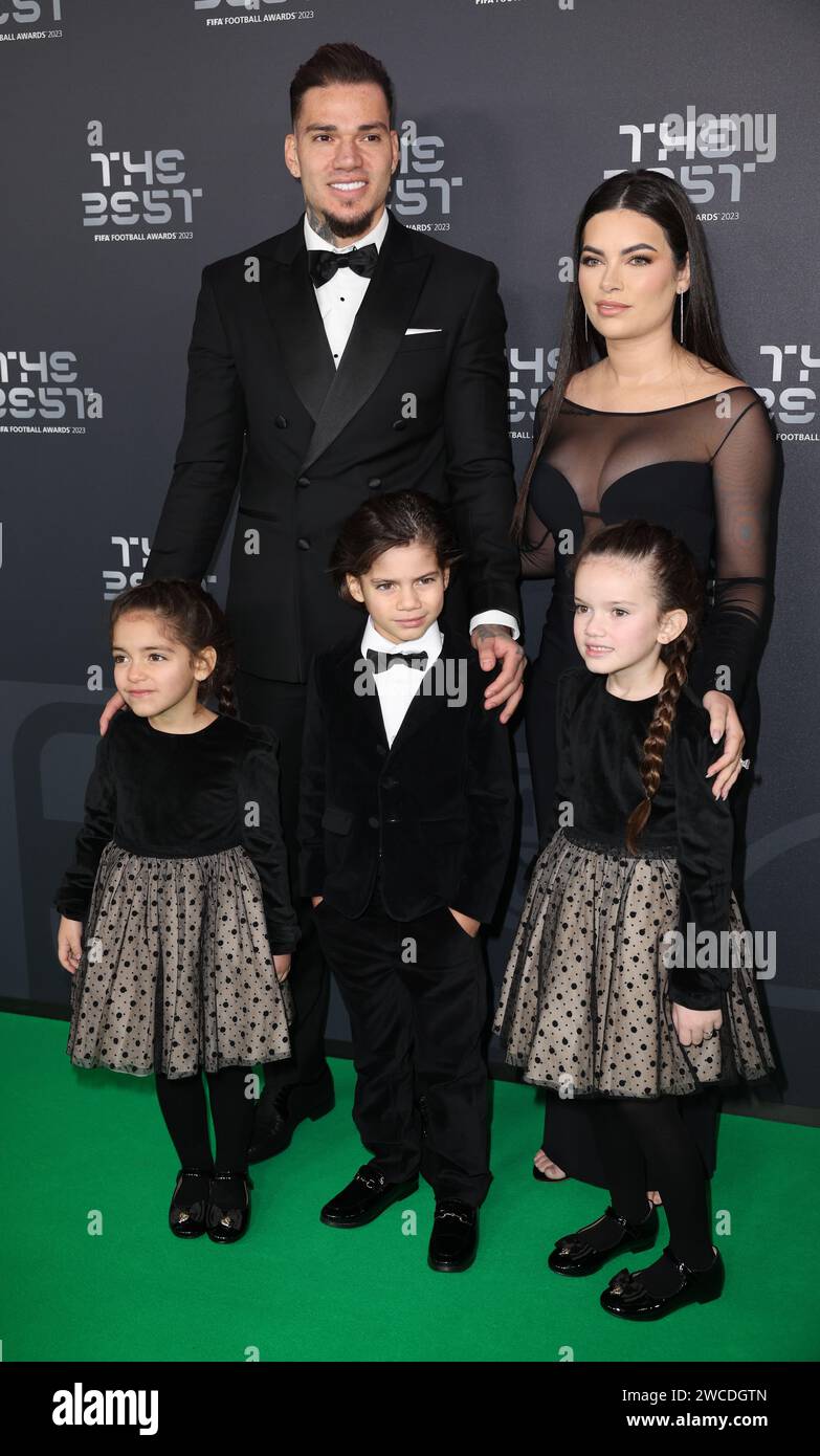 London, UK. 15th Jan, 2024. Footballer Edison and his family arrive at ...