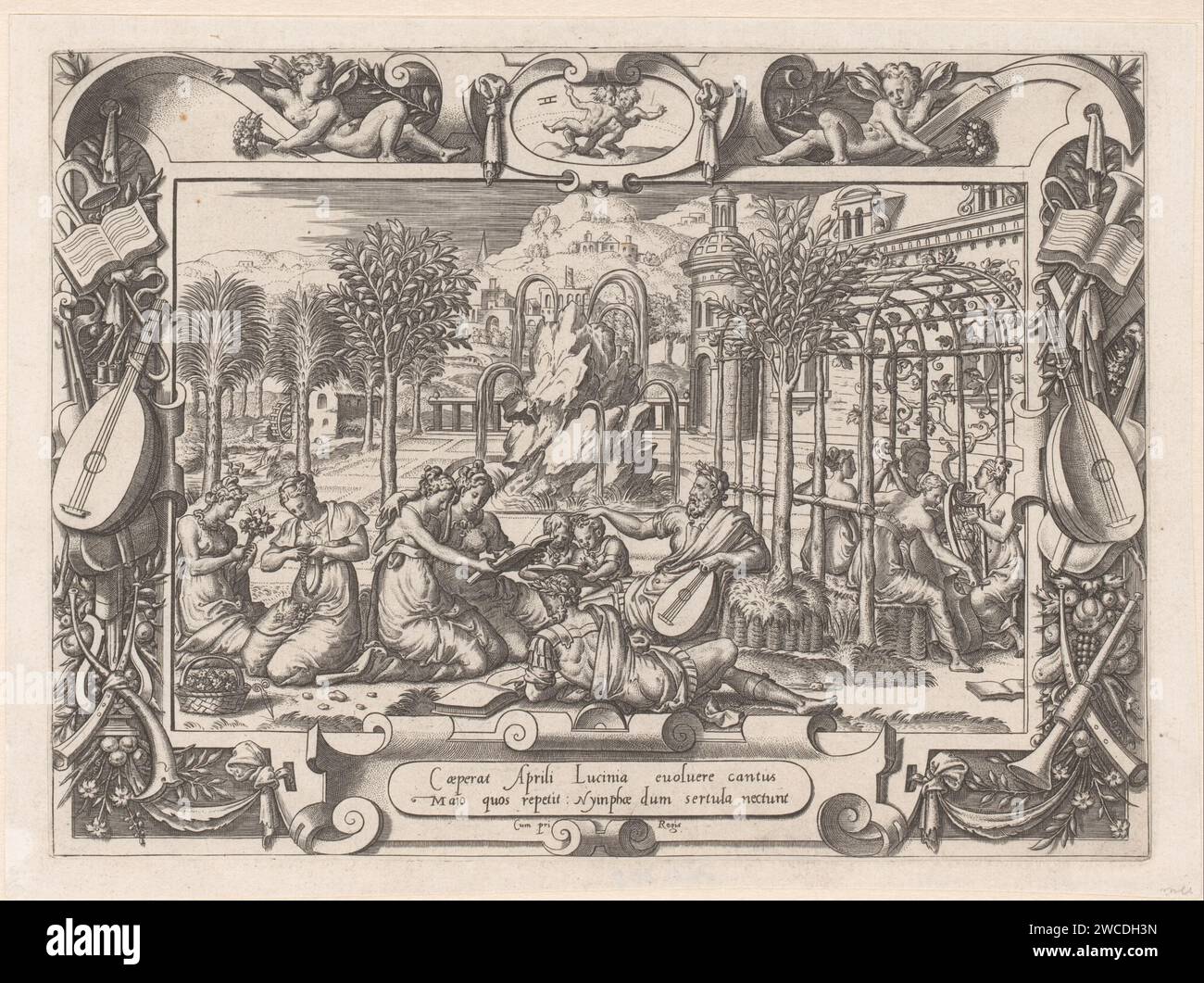 May, Etienne Delaune, before 1566 print Garden with musician. The scene ...