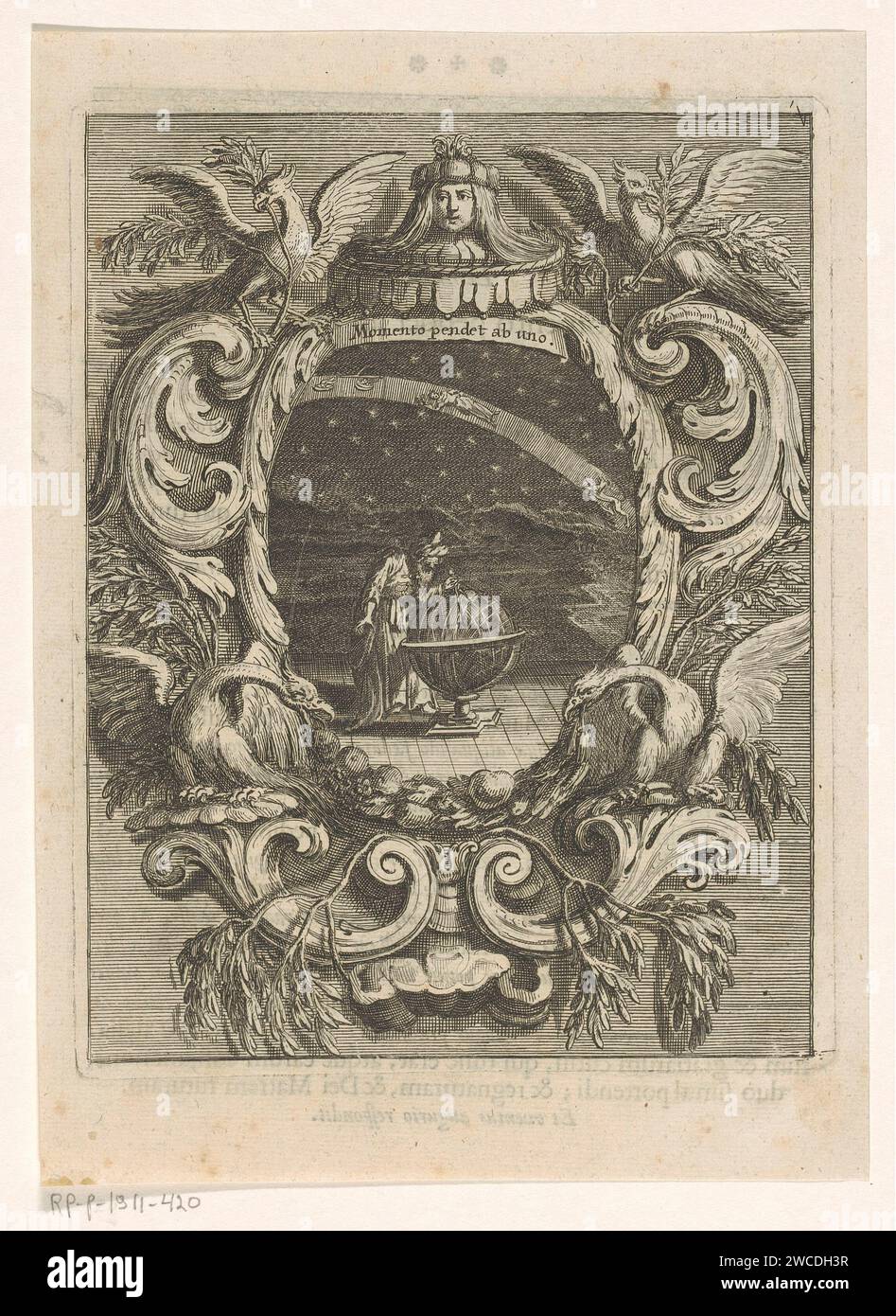 Measuring Heaven, Gabriel EHINGER, 1695 print Cartouche with emblem ...