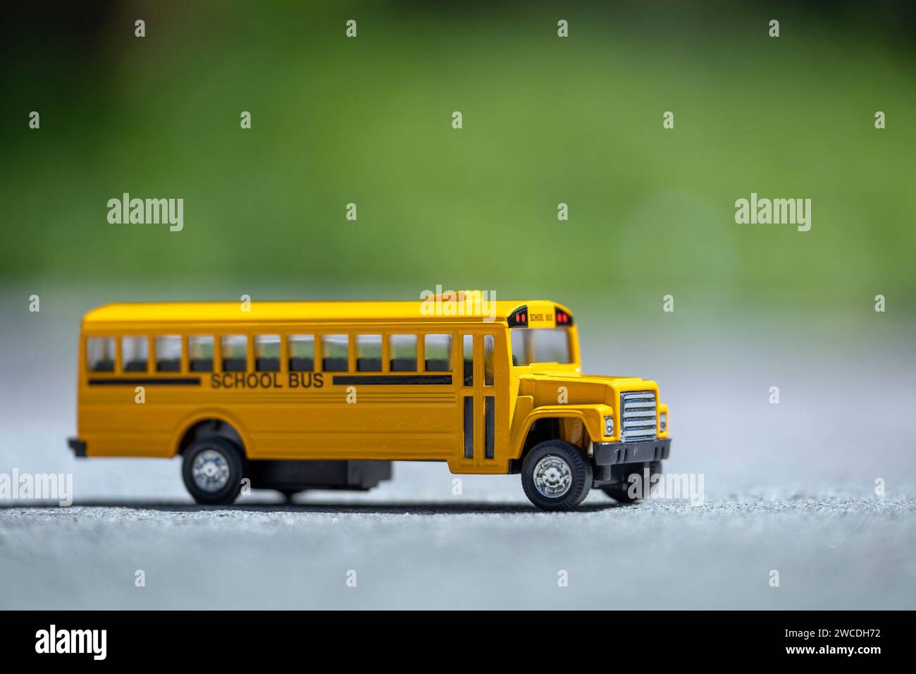 Model of classical american yellow school bus for transporting of kids ...